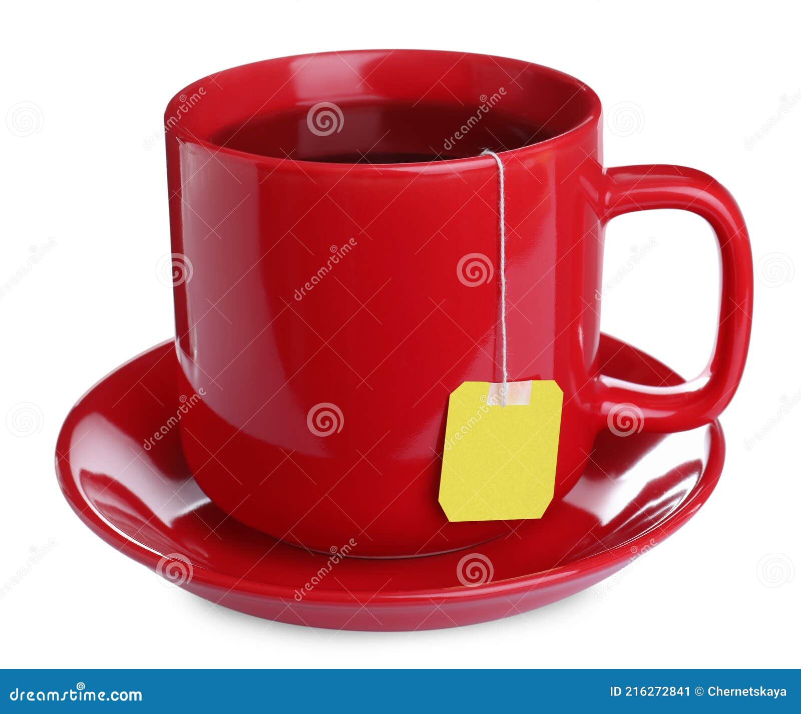 Red Cup with Teabag Isolated on White Stock Image - Image of ceramic ...