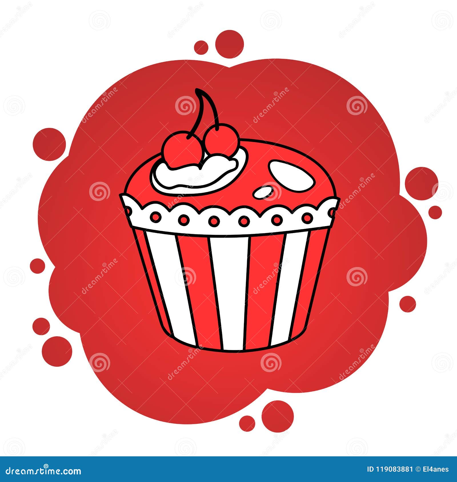 Red Cupcake. Vector Illustration Stock Vector - Illustration of berry ...