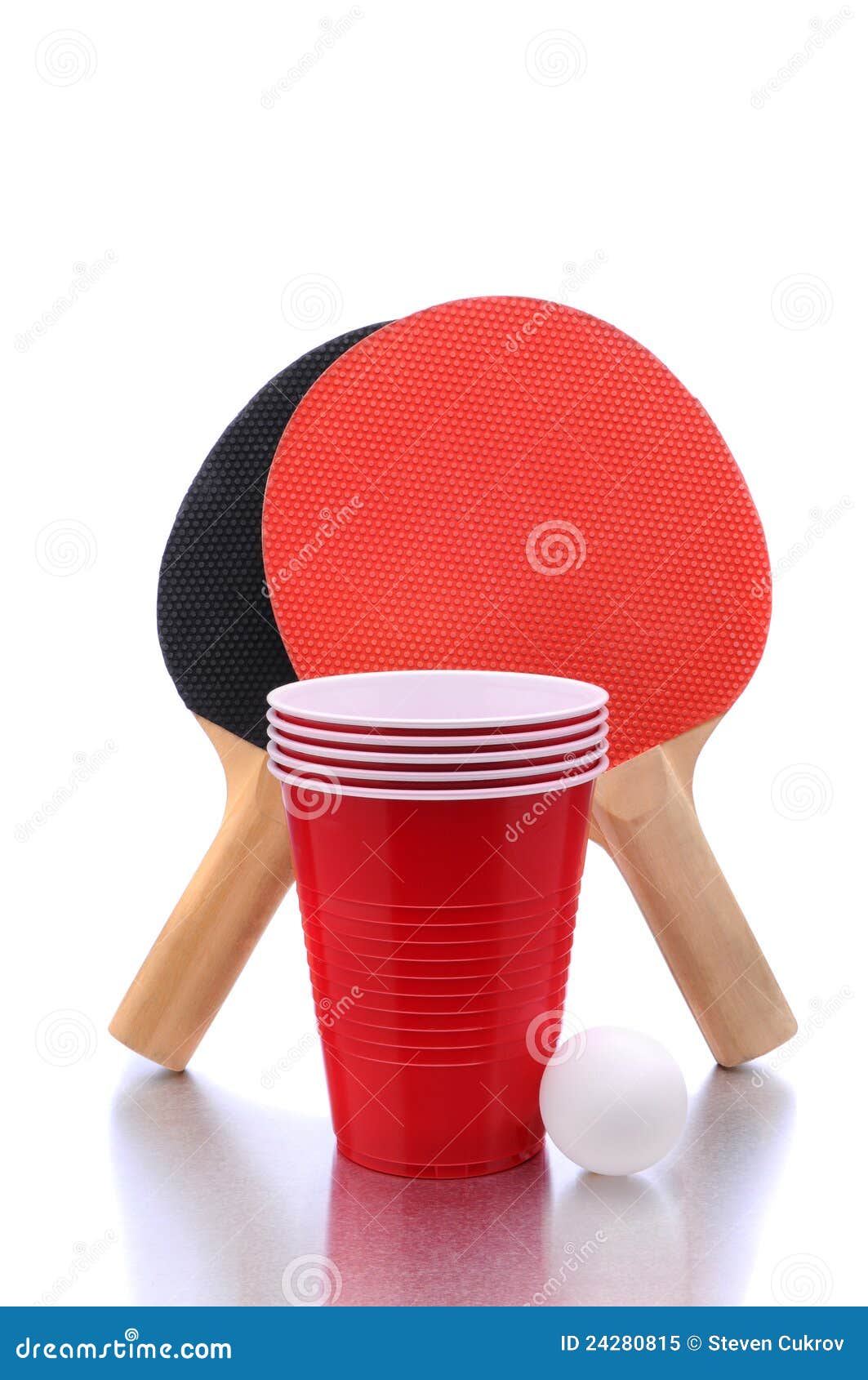Red Cups and Ping Pong Ball Stock Image - Image of reflection, game ...