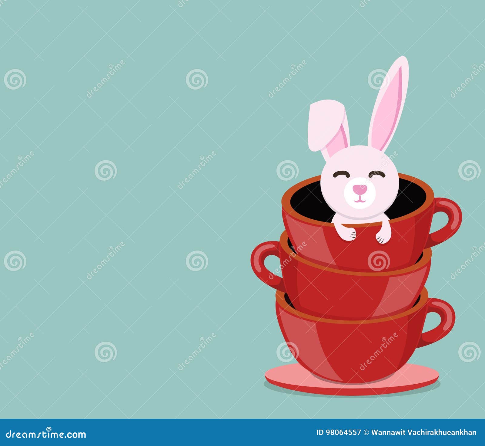Red cups with rabbit stock vector. Illustration of design - 98064557