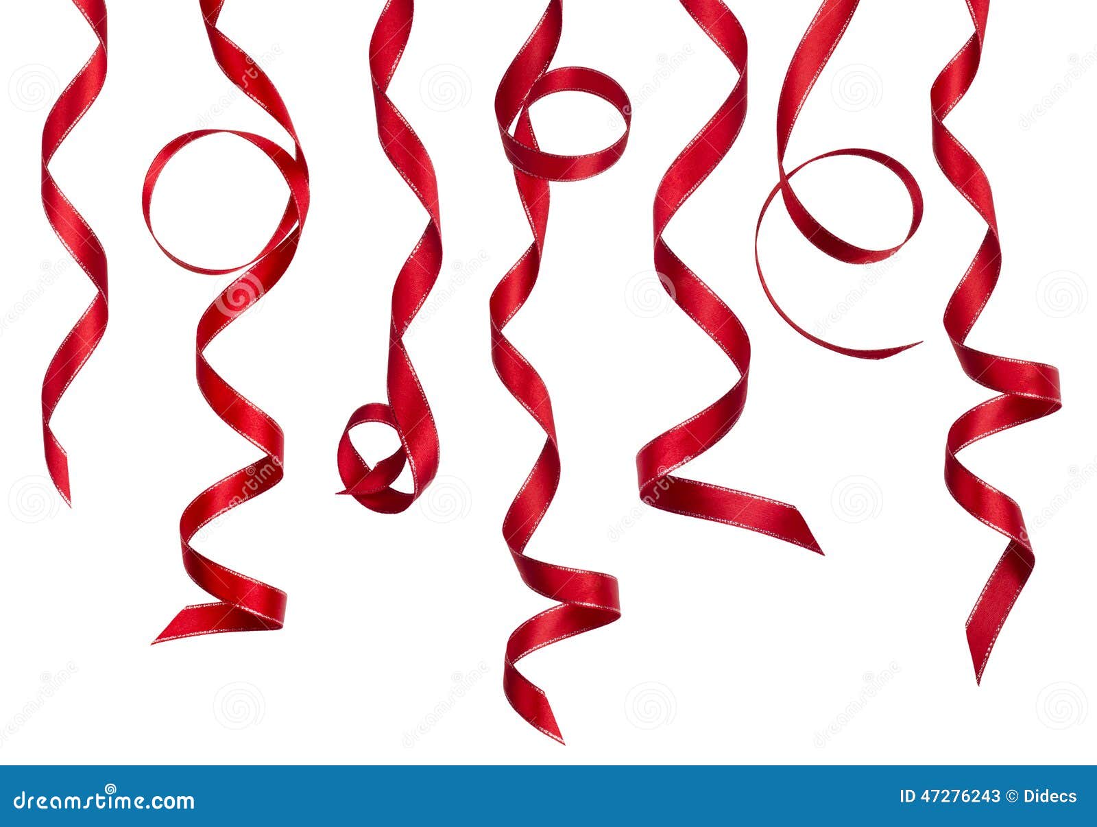 Red Curled Decoration Ribbon Collection Isolated on White Stock Image ...