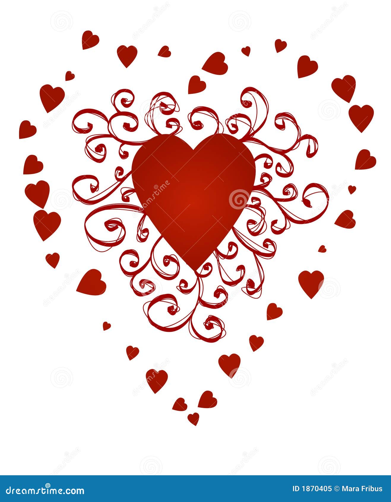 Red curly ornamental heart stock vector. Illustration of heart - 1870405
