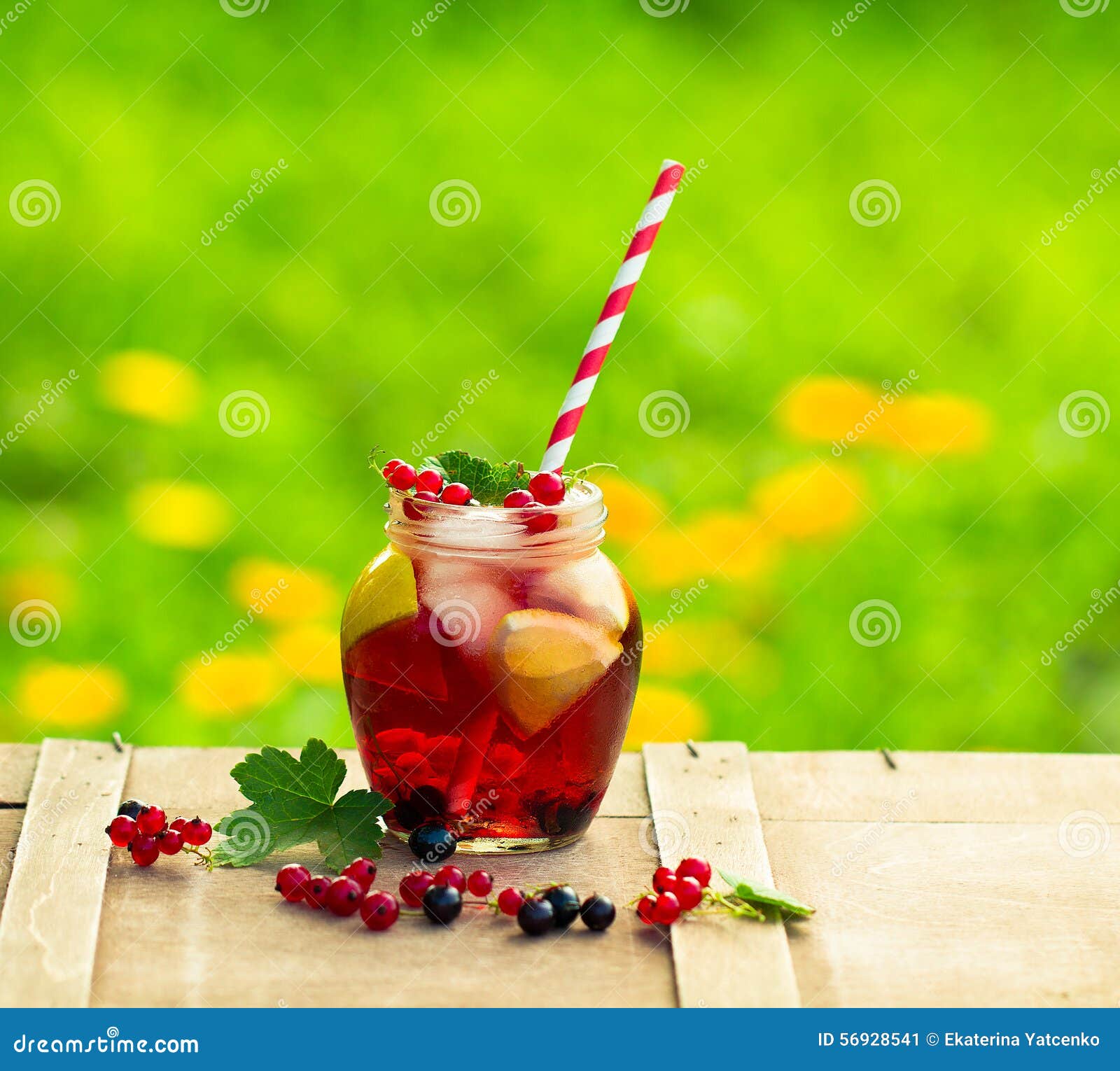 Red Currant Drink on Wooden Table Stock Image - Image of dessert ...