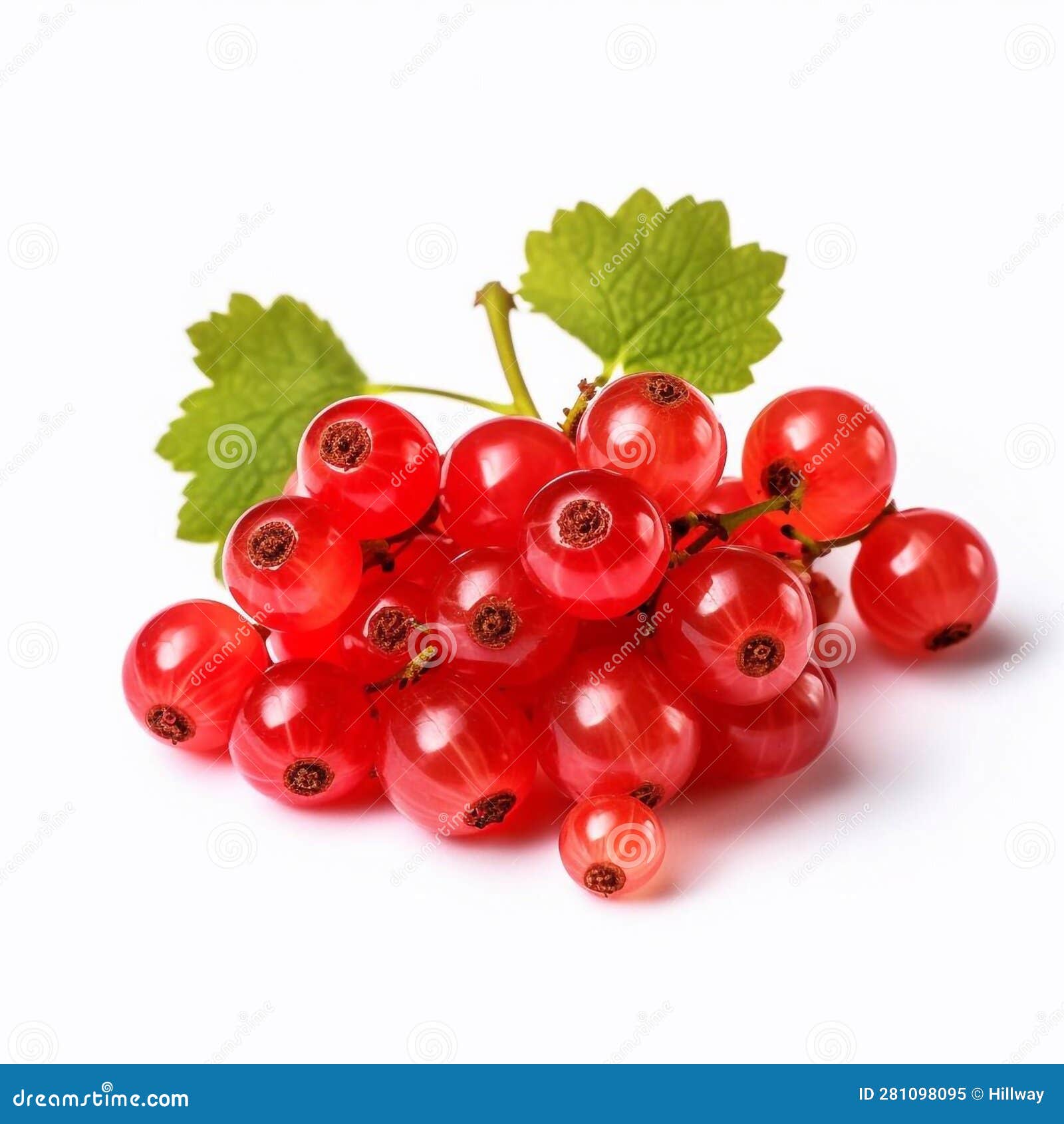 Red Currant with Green Leaves Isolated on White Background. AI ...