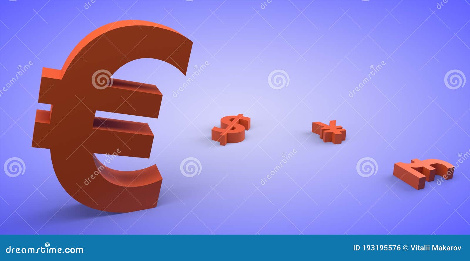 Red Currency Symbols on a Blue Background. the Confrontation of Courses ...