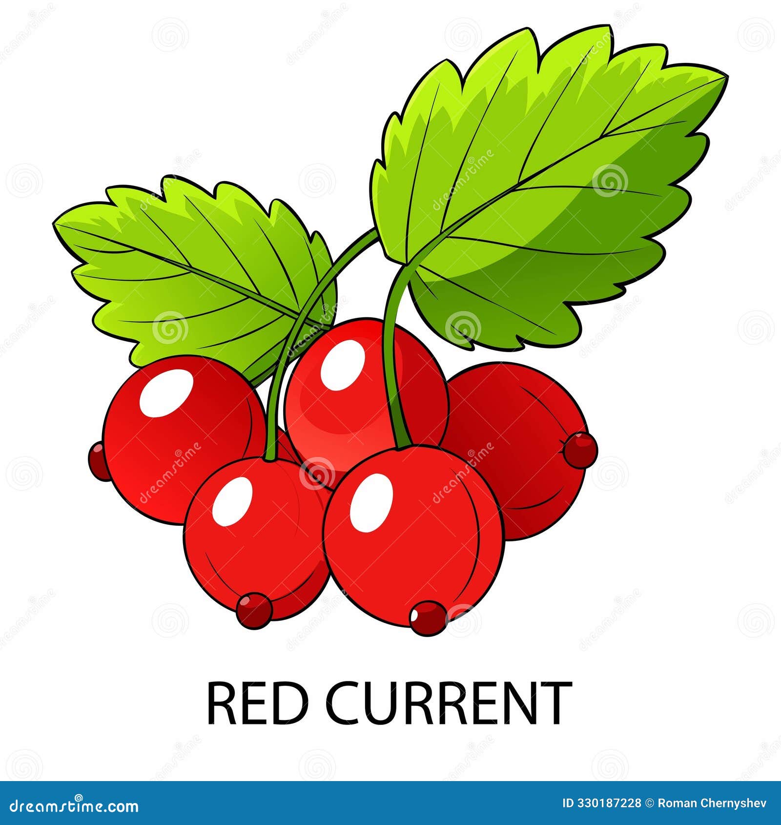 Red Current in Cartoon Style on a White Background. Stock Illustration ...