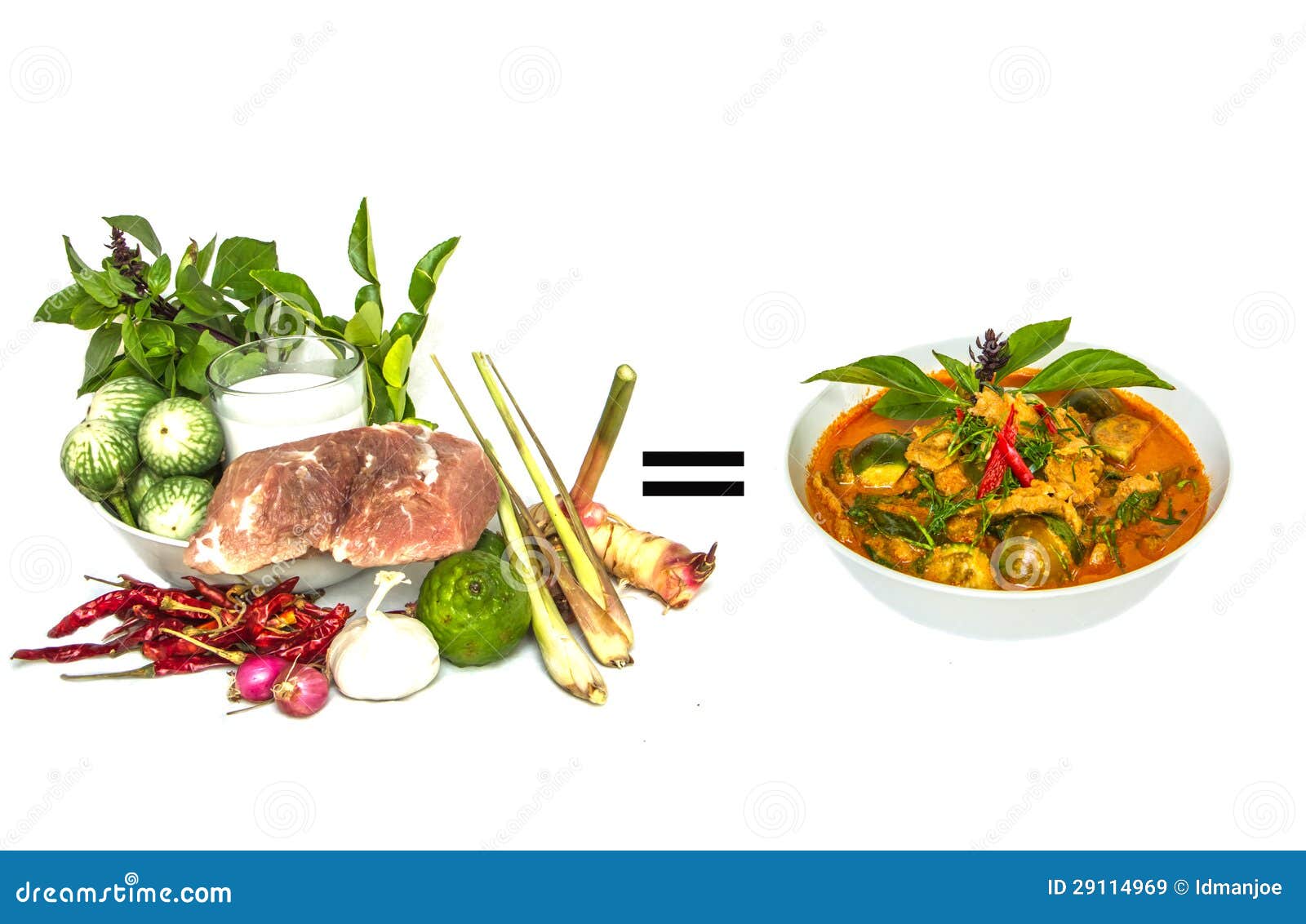 Red Curry before and after Cooking Stock Image - Image of bean, chicken ...