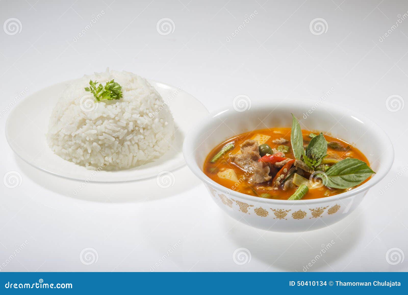 Red Curry with rice stock photo. Image of curry, spicy - 50410134