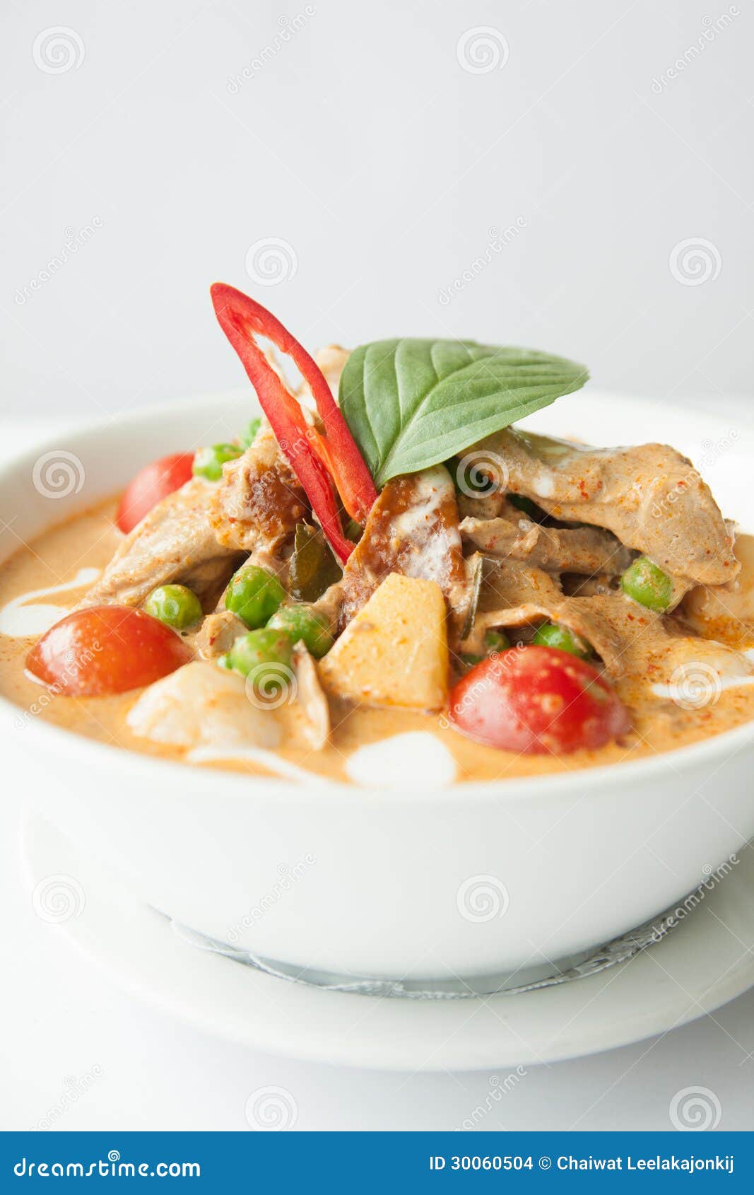 Roast duck with red curry. stock photo. Image of lowfat - 30060504
