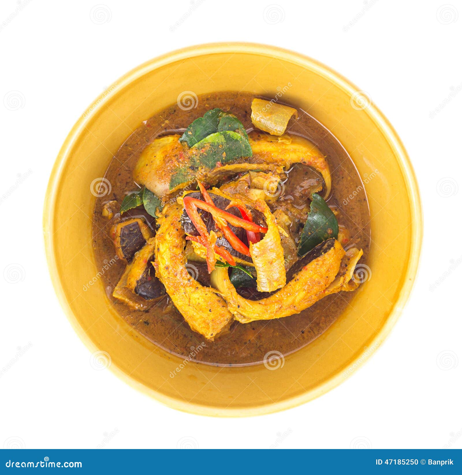 Red Curry with Sting Ray Fish Isolated on White Stock Photo - Image of ...