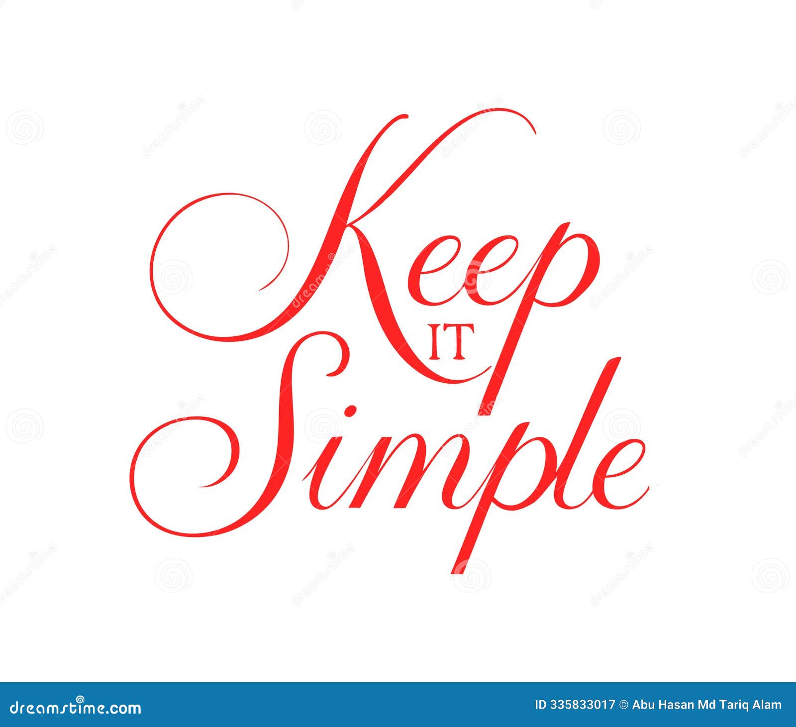 A Red Cursive Script Keep it Simple on White Canvas Stock Vector ...