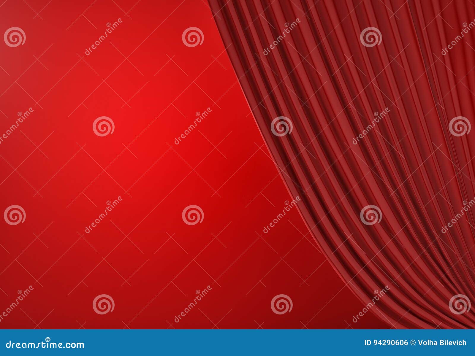 Red Curtain or Drapes Background Scene with Space for Text. 3d Render ...