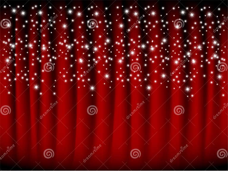 Red Curtain with Falling Stars Stock Vector - Illustration of star ...