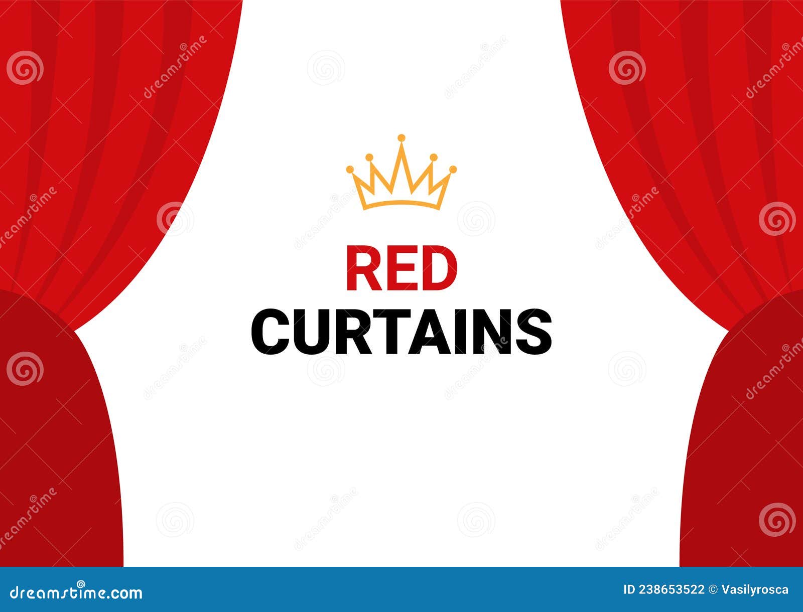 Red Curtain Flat Simple Illustration. Vector Red Curtain Open Cinema ...