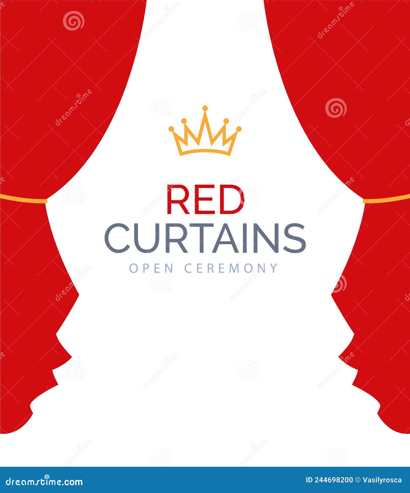 Red Curtain Flat Simple Illustration. Vector Red Curtain Open Cinema ...