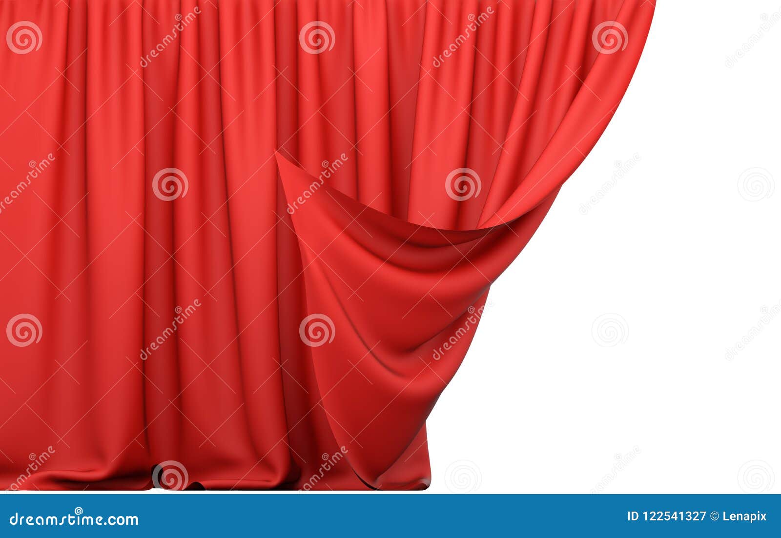 Red Curtain Half-opened With White Background Stock Illustration ...