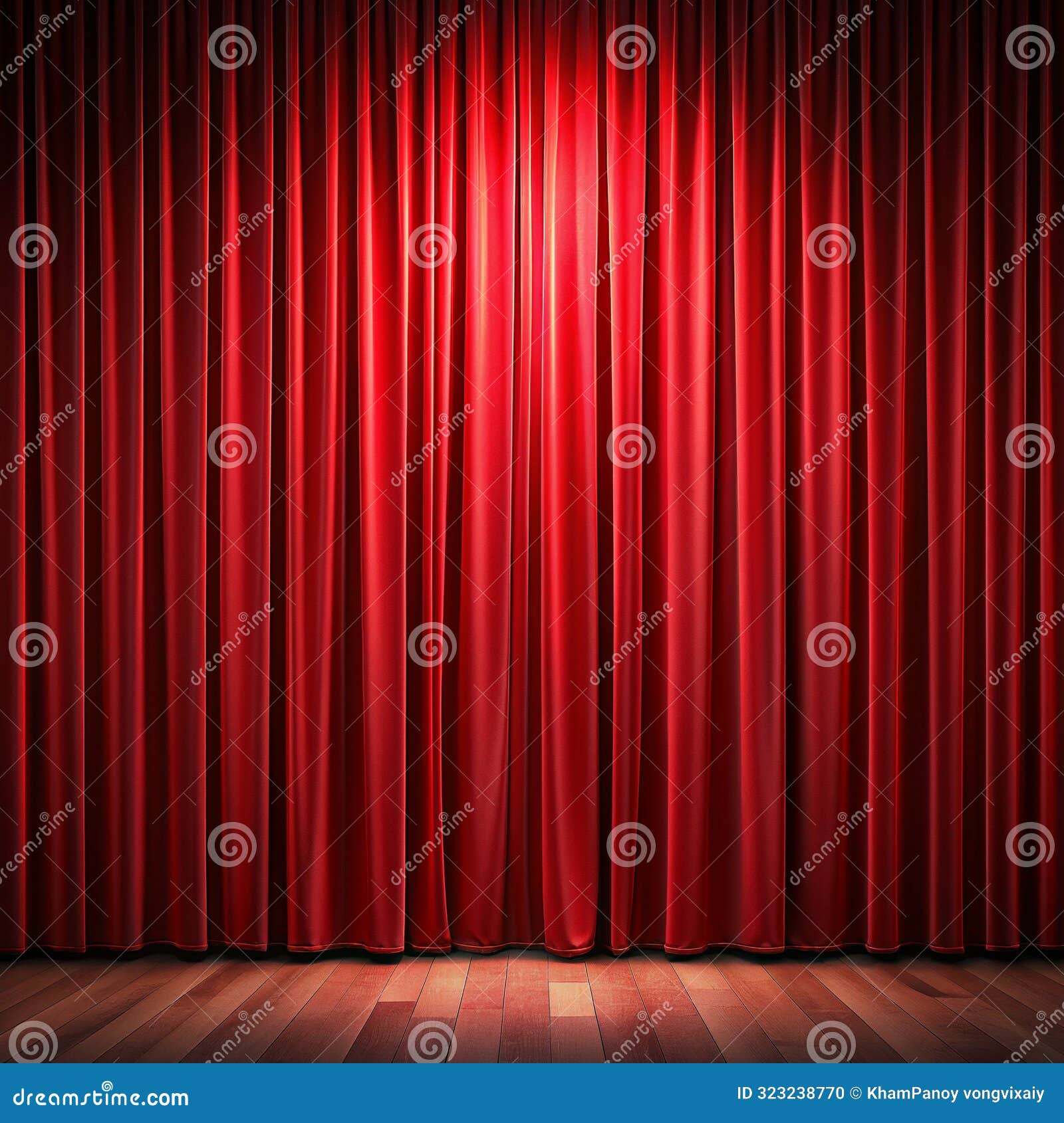 Red Curtain with Spotlight , Generative Ai Stock Illustration ...