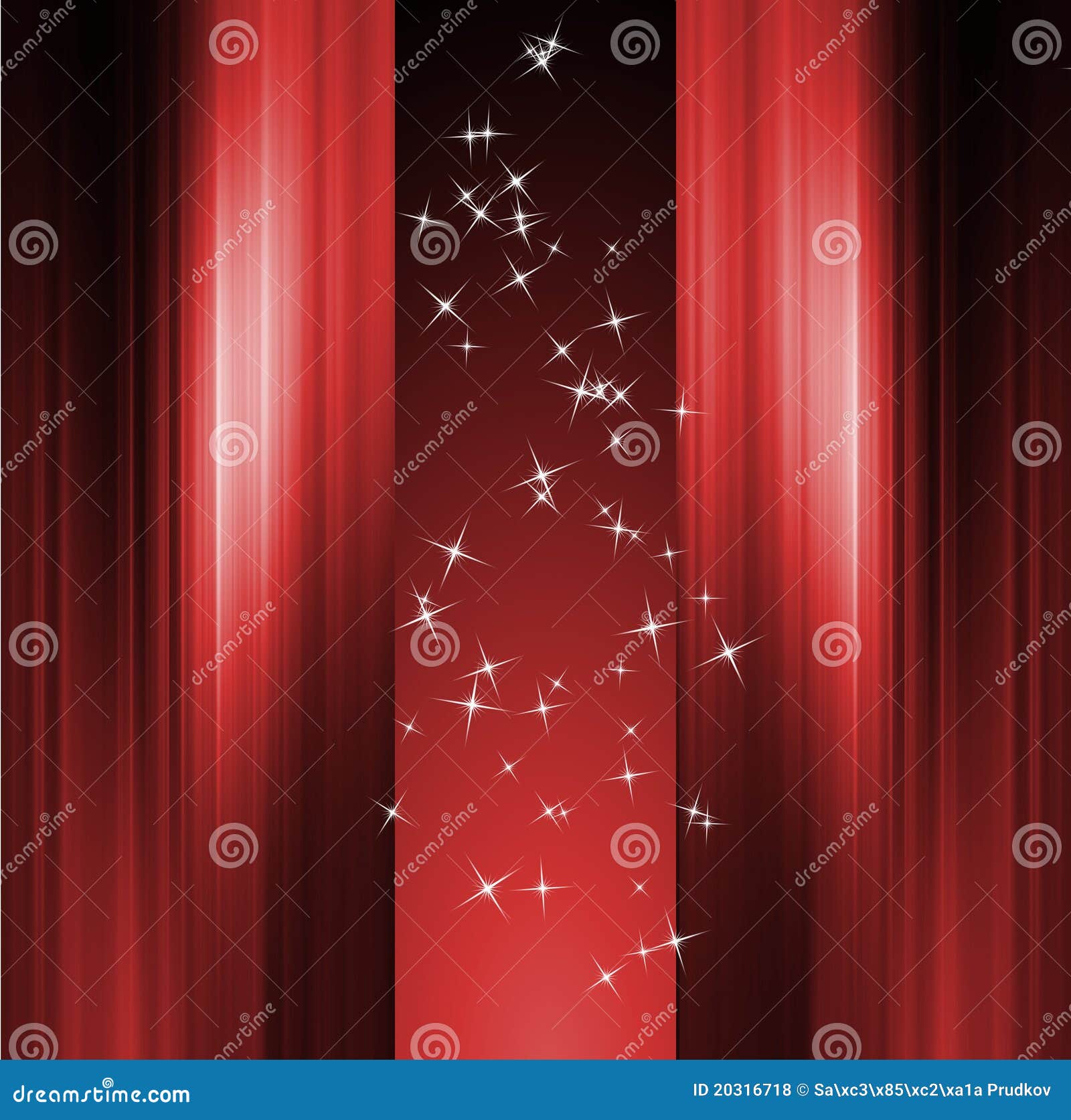 Red curtain and stars stock illustration. Illustration of little - 20316718