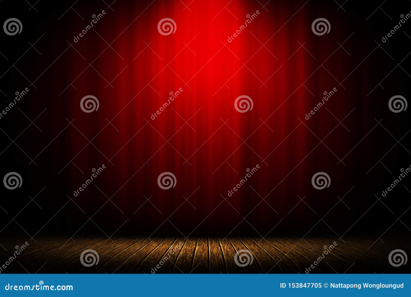 Red Curtain Studio On Stage Wooden Brown Background, Red Curtain ...