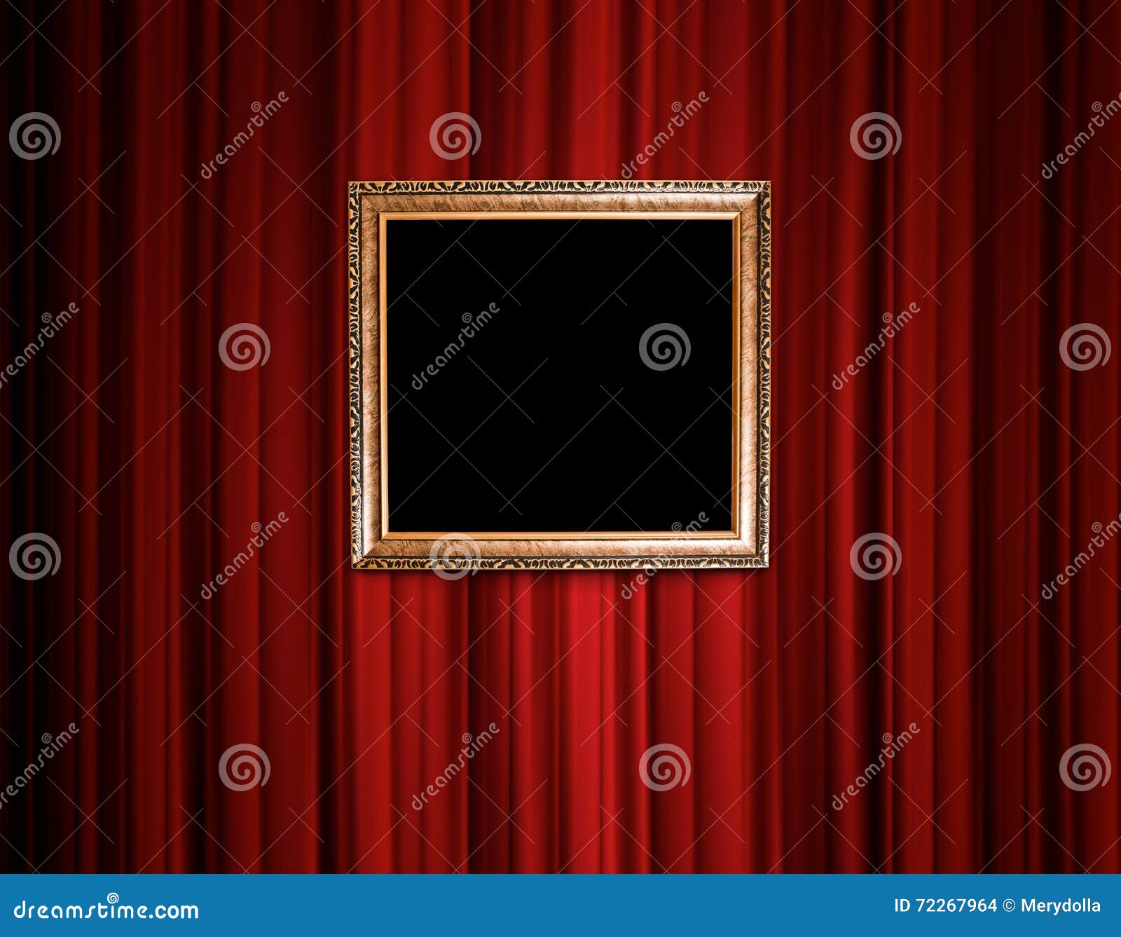 Red Curtain with Vintage Frame Stock Illustration - Illustration of ...