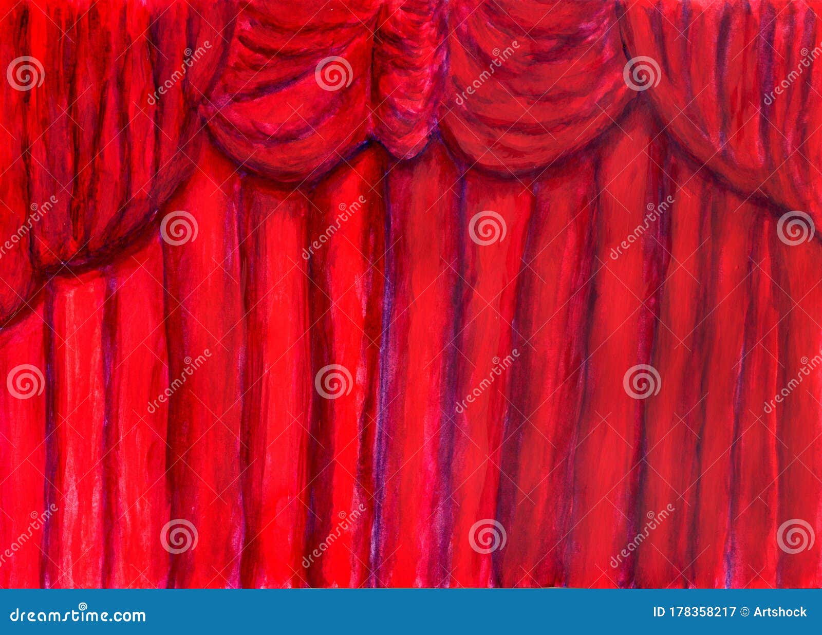 Red curtains art stock illustration. Illustration of classic - 178358217
