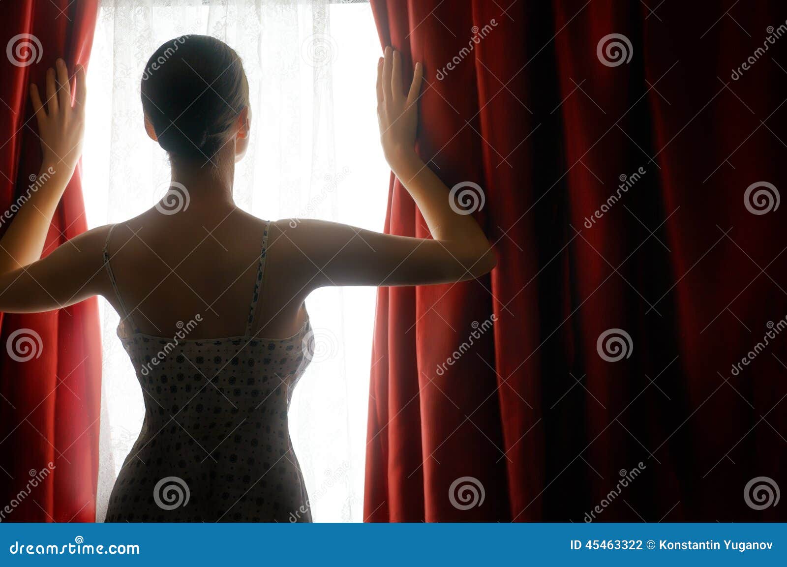 Red curtains stock photo. Image of lady, beautiful, young - 45463322