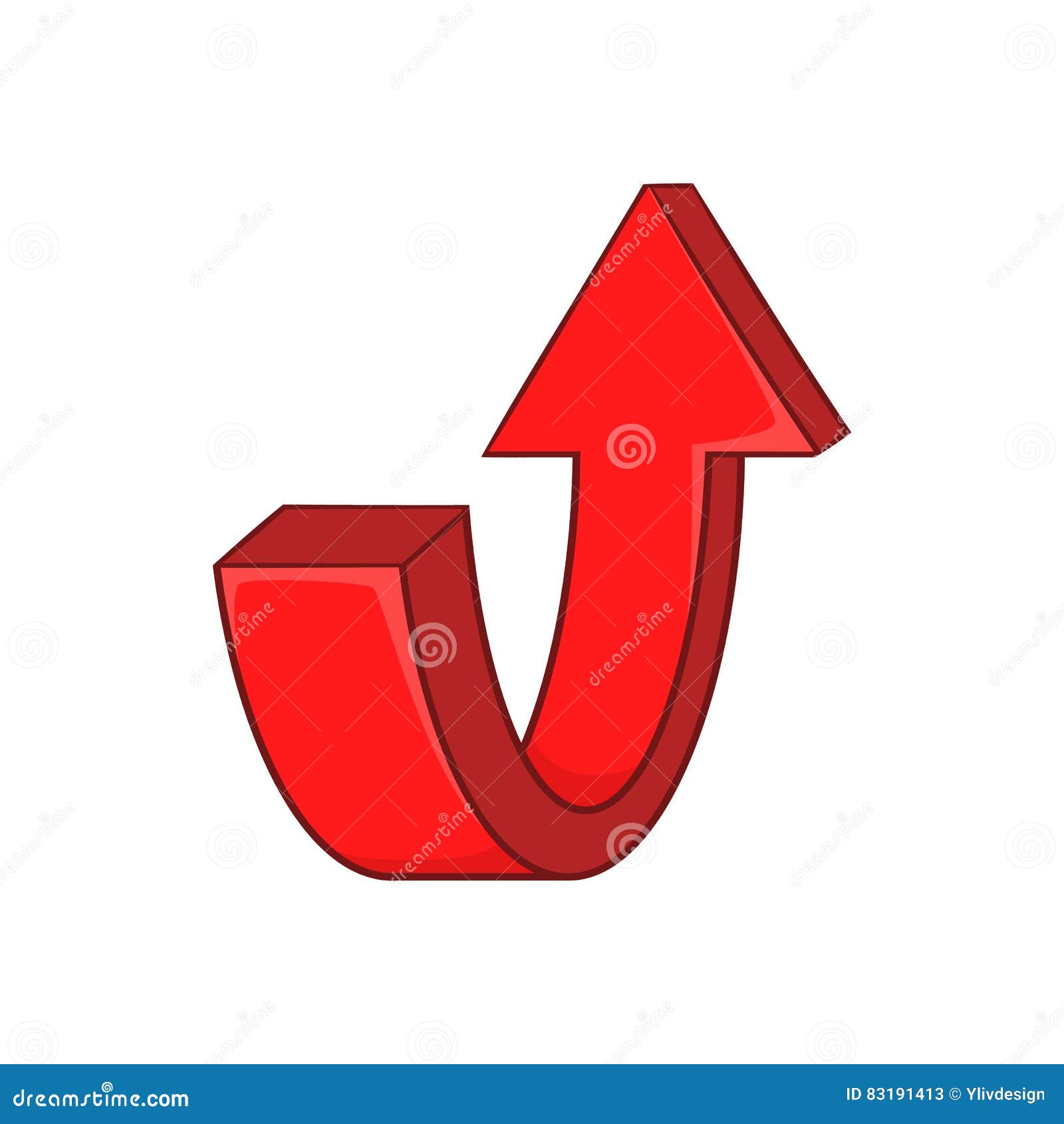 Red Curved Arrow Icon, Cartoon Style | CartoonDealer.com #83191413