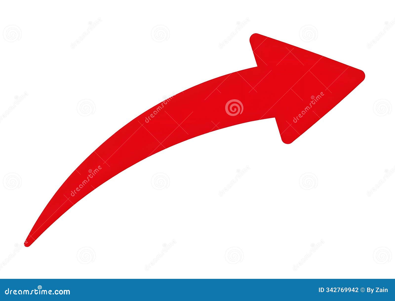 Red Curved Arrow Pointing Upwards, Isolated on White Background Symbol ...