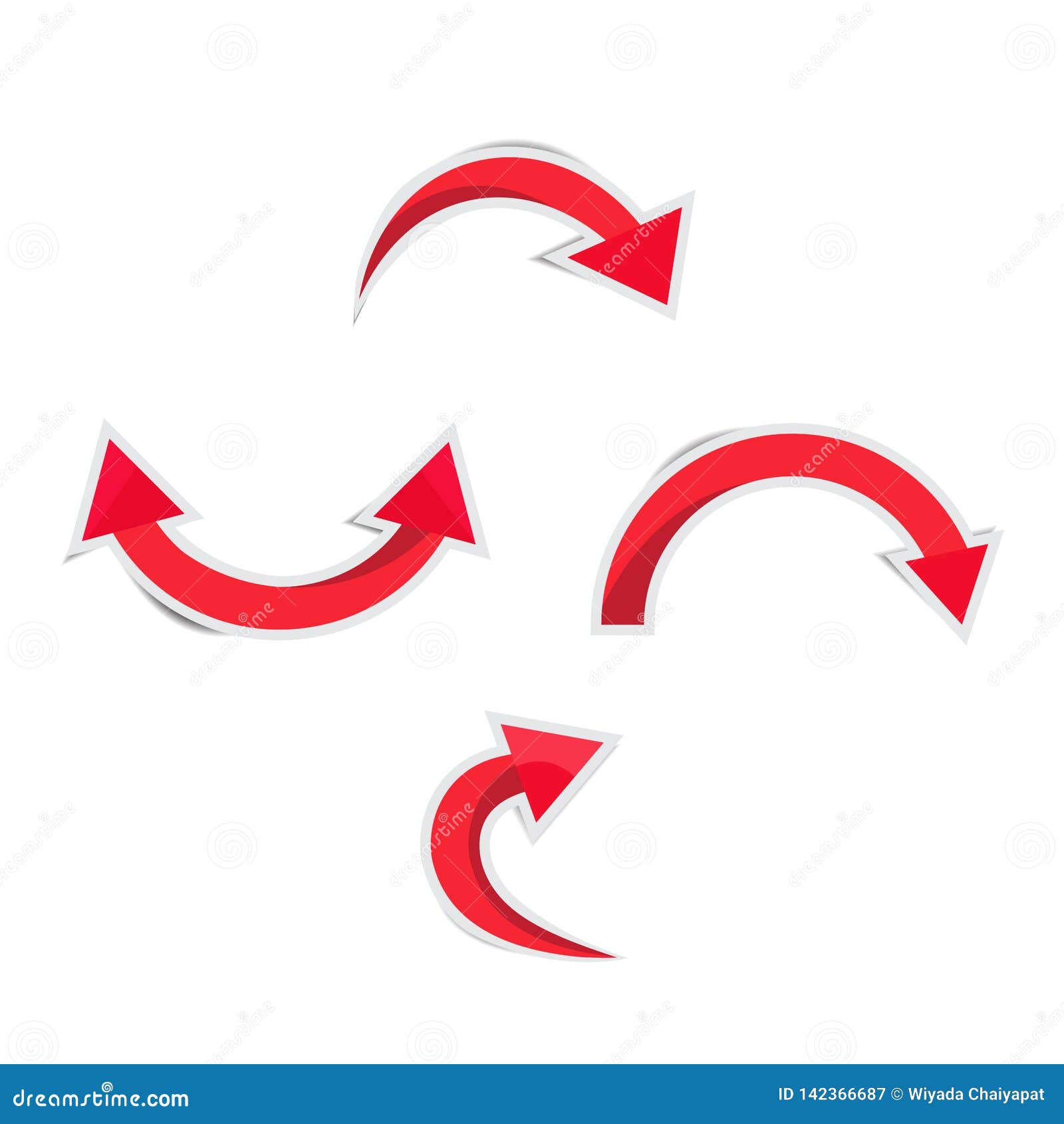 Red Curved Arrow with Shadows Stock Illustration - Illustration of internet, smooth: 142366687