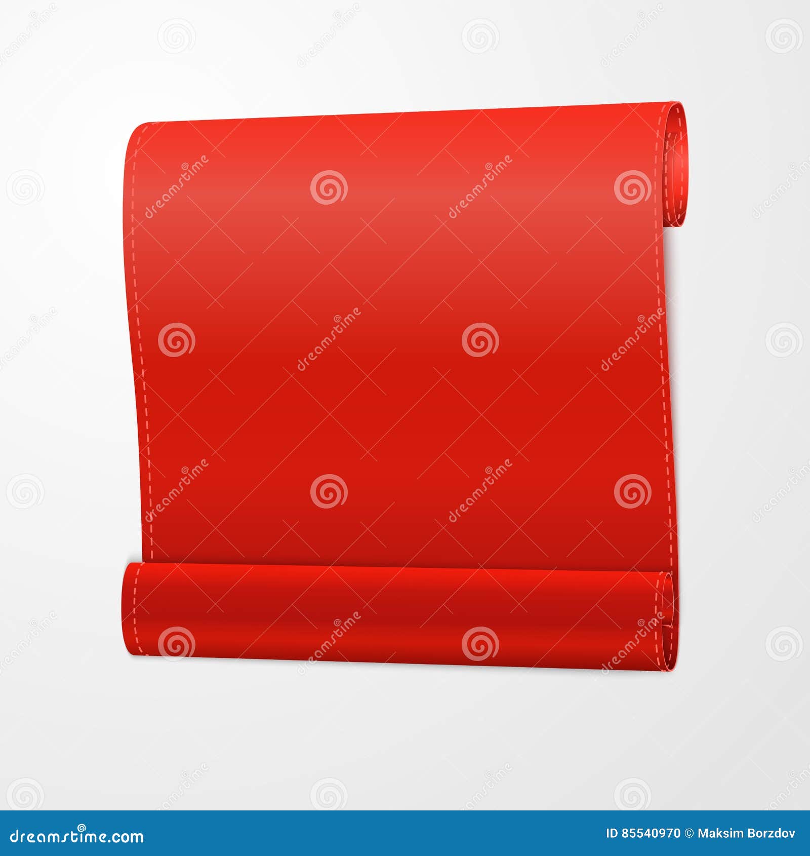 Red, Curved, Realistic Paper Scroll. Stock Vector - Illustration of ...