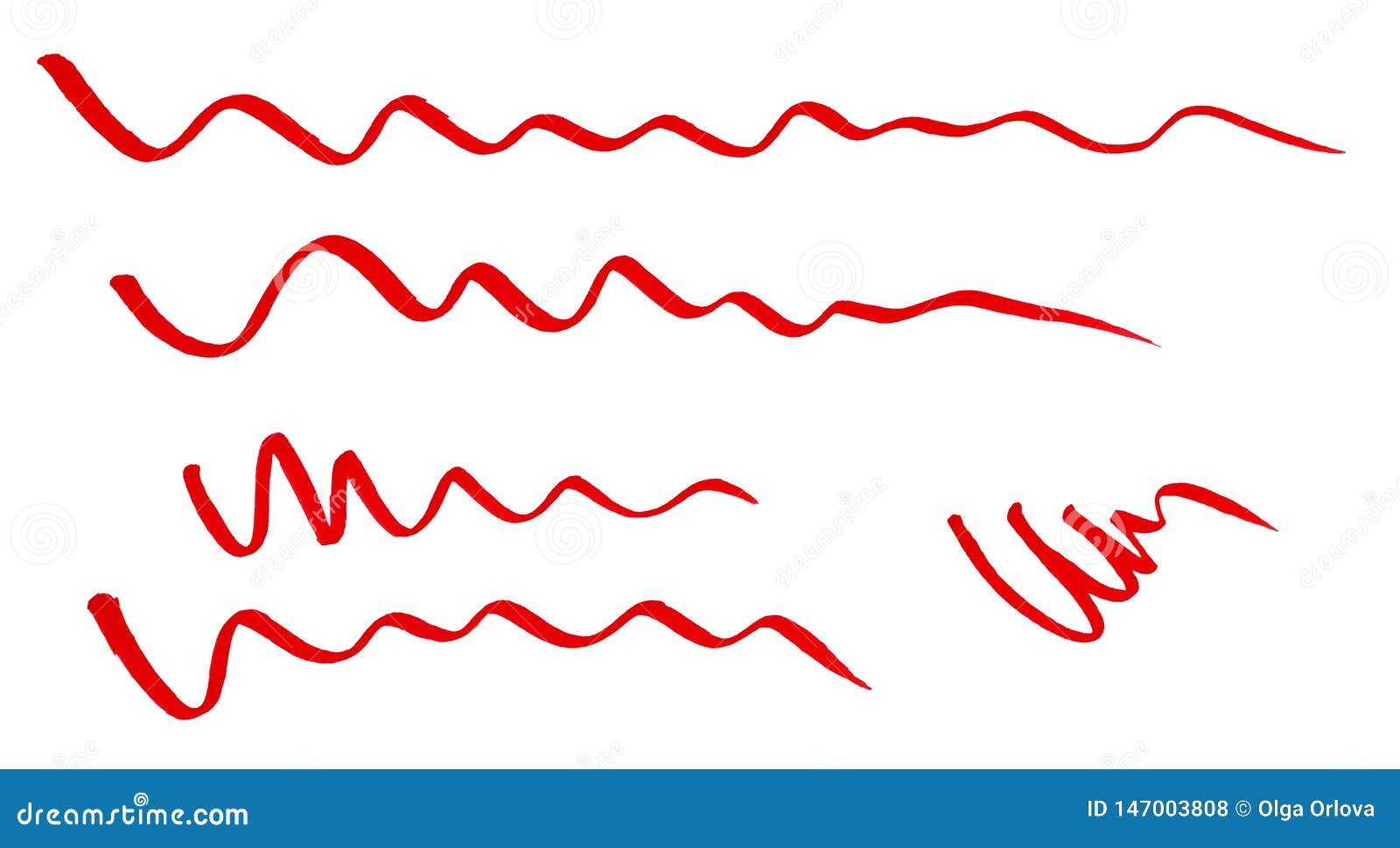 Red Curved Wave Lines Drawn with a Marker Stock Illustration ...