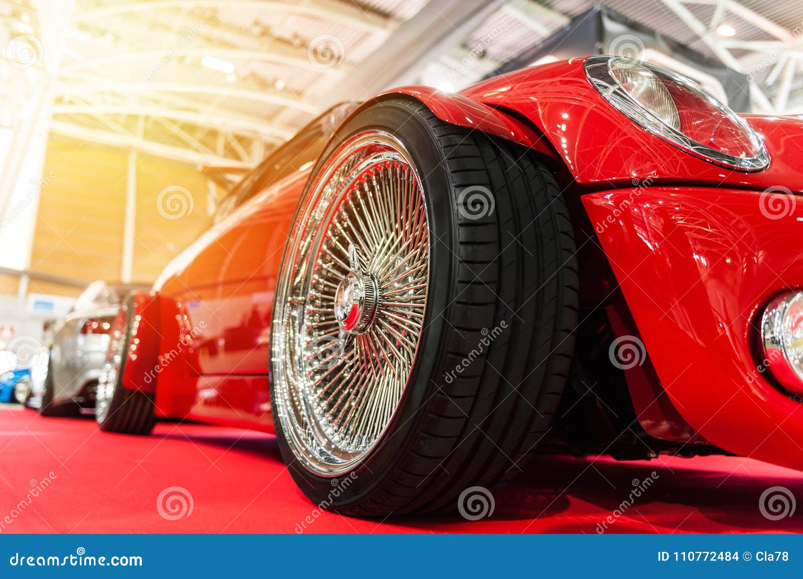 Red Custom Car in a Showroom Stock Photo - Image of shine, perspective ...