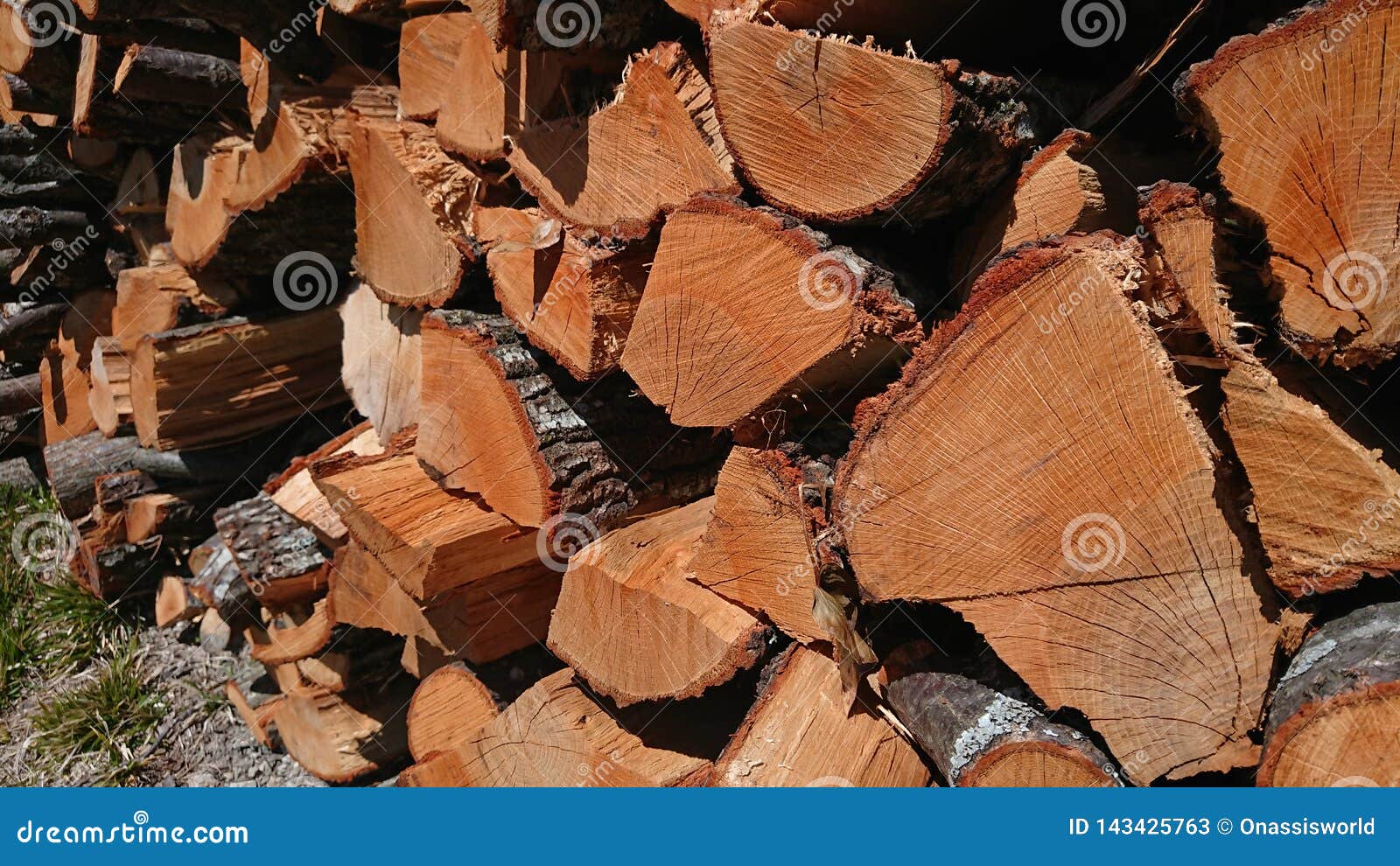 Red cut fire wood stock image. Image of closeup, wood - 143425763