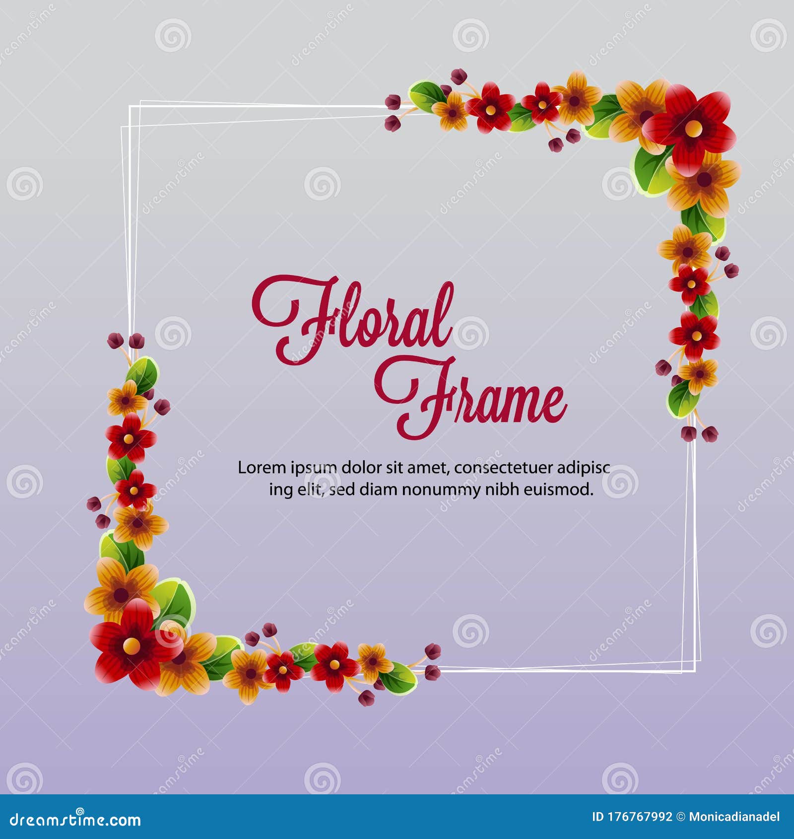 Red and Yellow Cute Floral Frame Decorative Stock Vector - Illustration ...