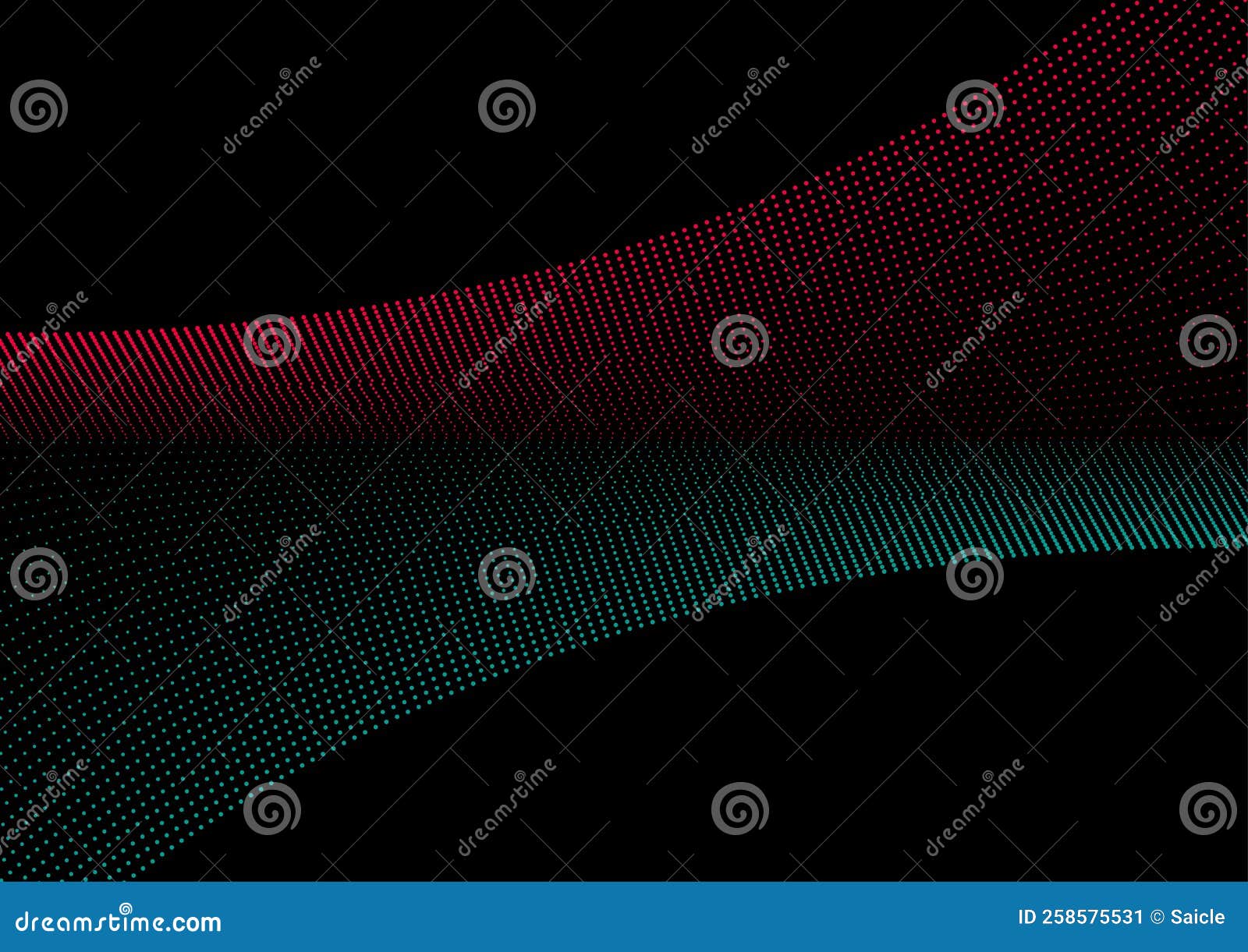 Red and Cyan Dotted Wavy Lines Abstract Technology Background Stock ...