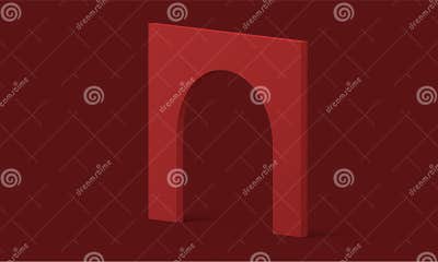 Red 3d Archway Curved Angular Construction Vertical Arc Block for ...