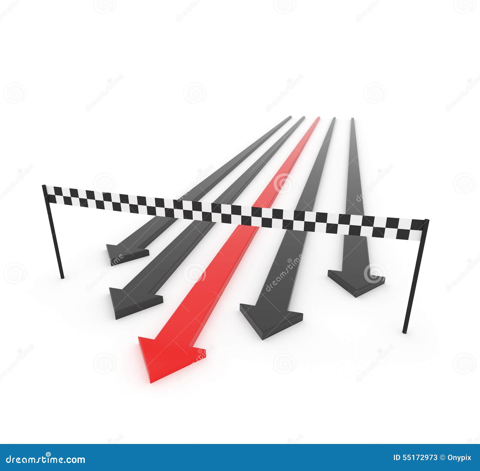 Red 3D arrow wins the race stock illustration. Illustration of money ...