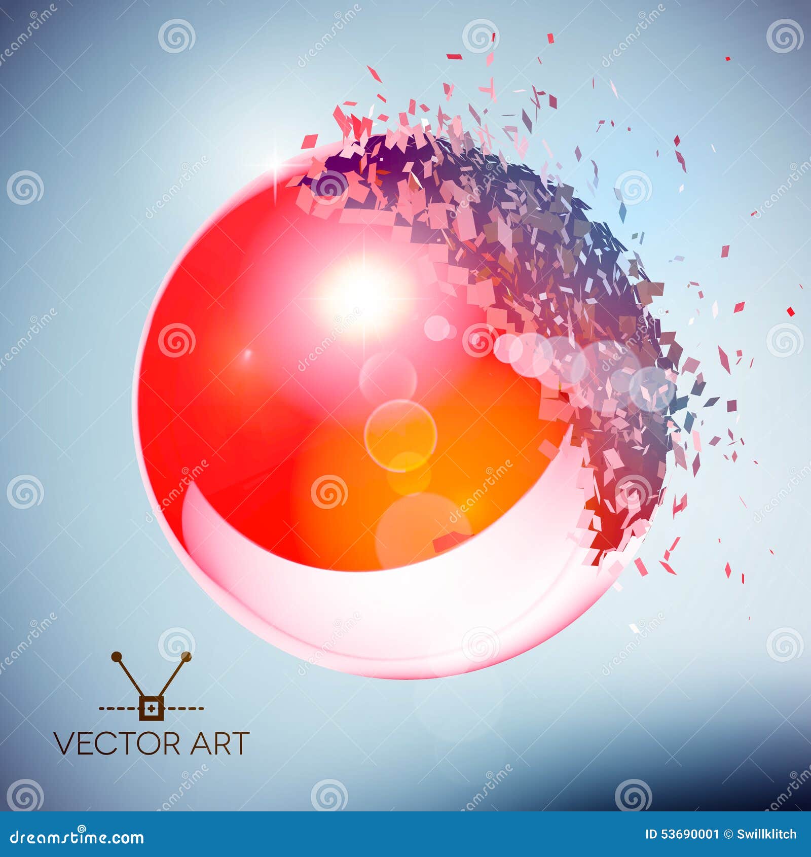 Red 3D Ball Exploded into Pieces Stock Vector - Illustration of ...