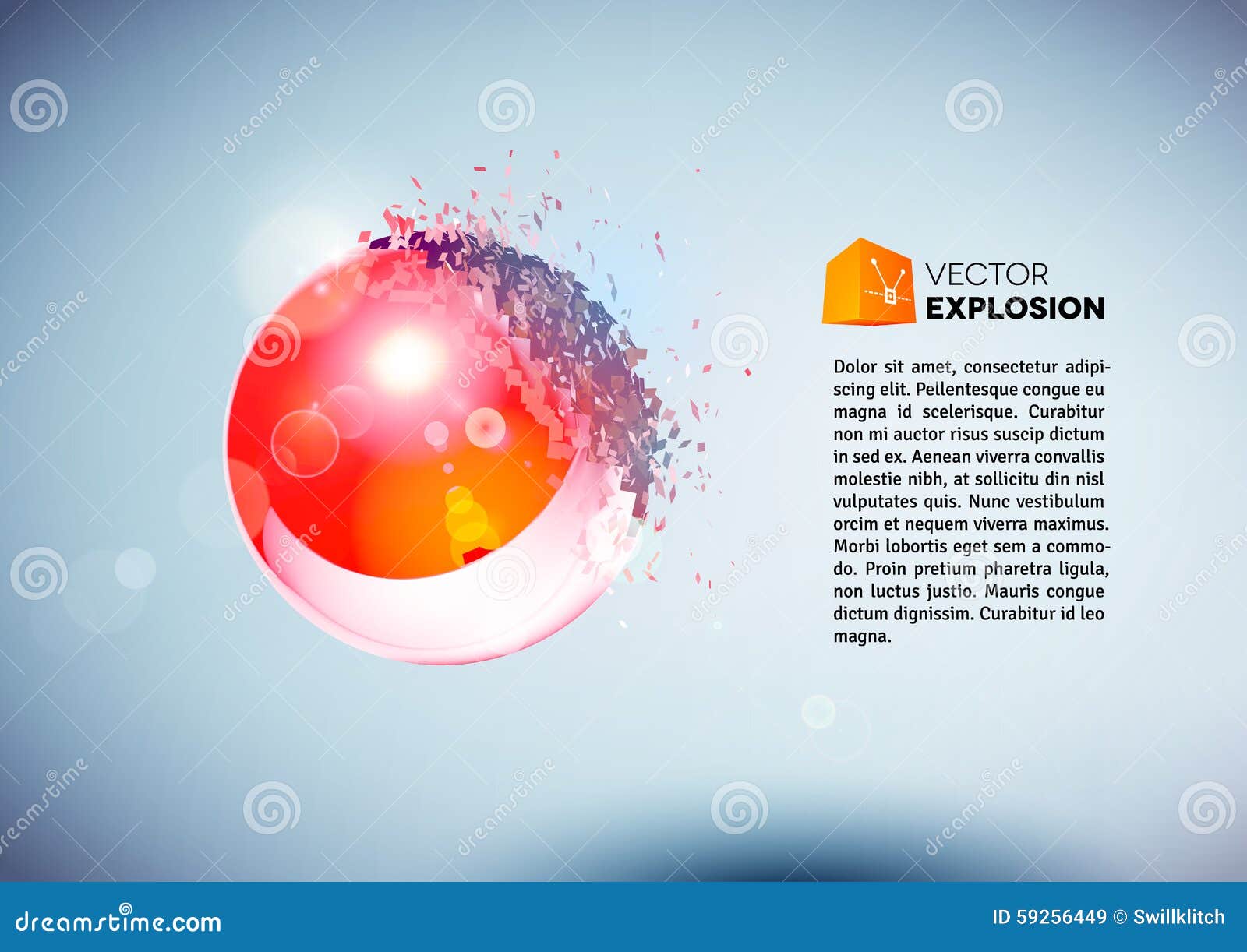 Red 3D Ball Exploded into Pieces Stock Vector - Illustration of concept ...