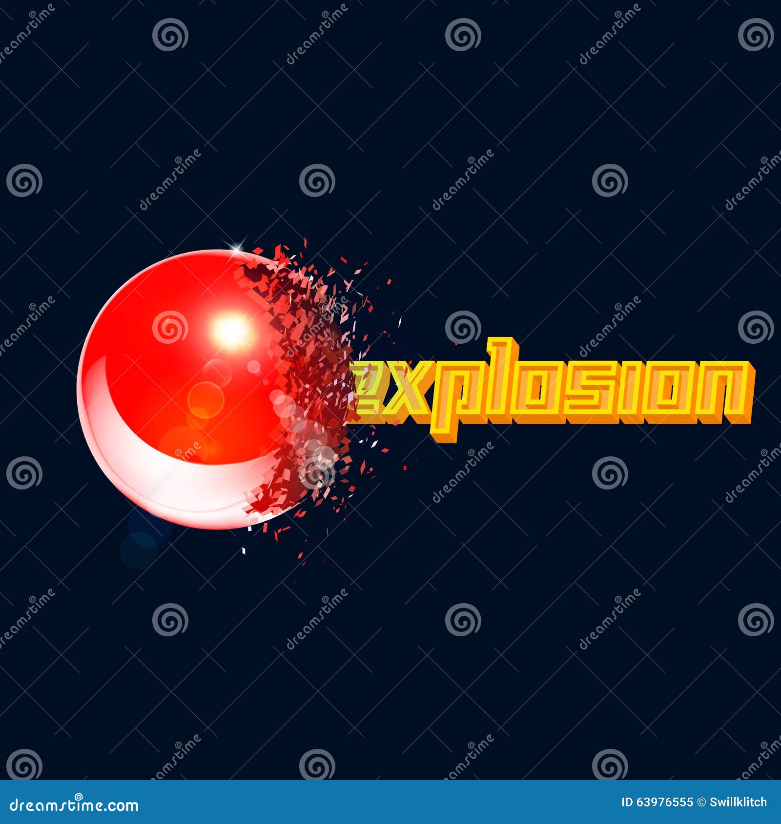 Red 3D Ball Exploded Into Pieces Cartoon Vector | CartoonDealer.com ...