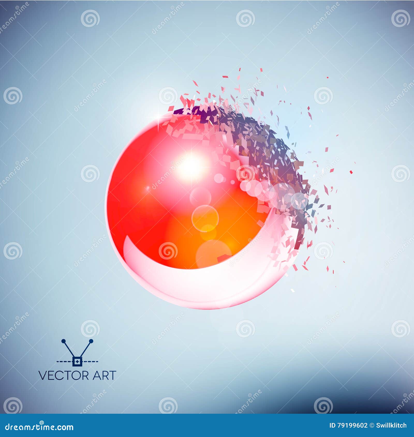 Red 3D Ball Exploded Into Pieces Cartoon Vector | CartoonDealer.com ...