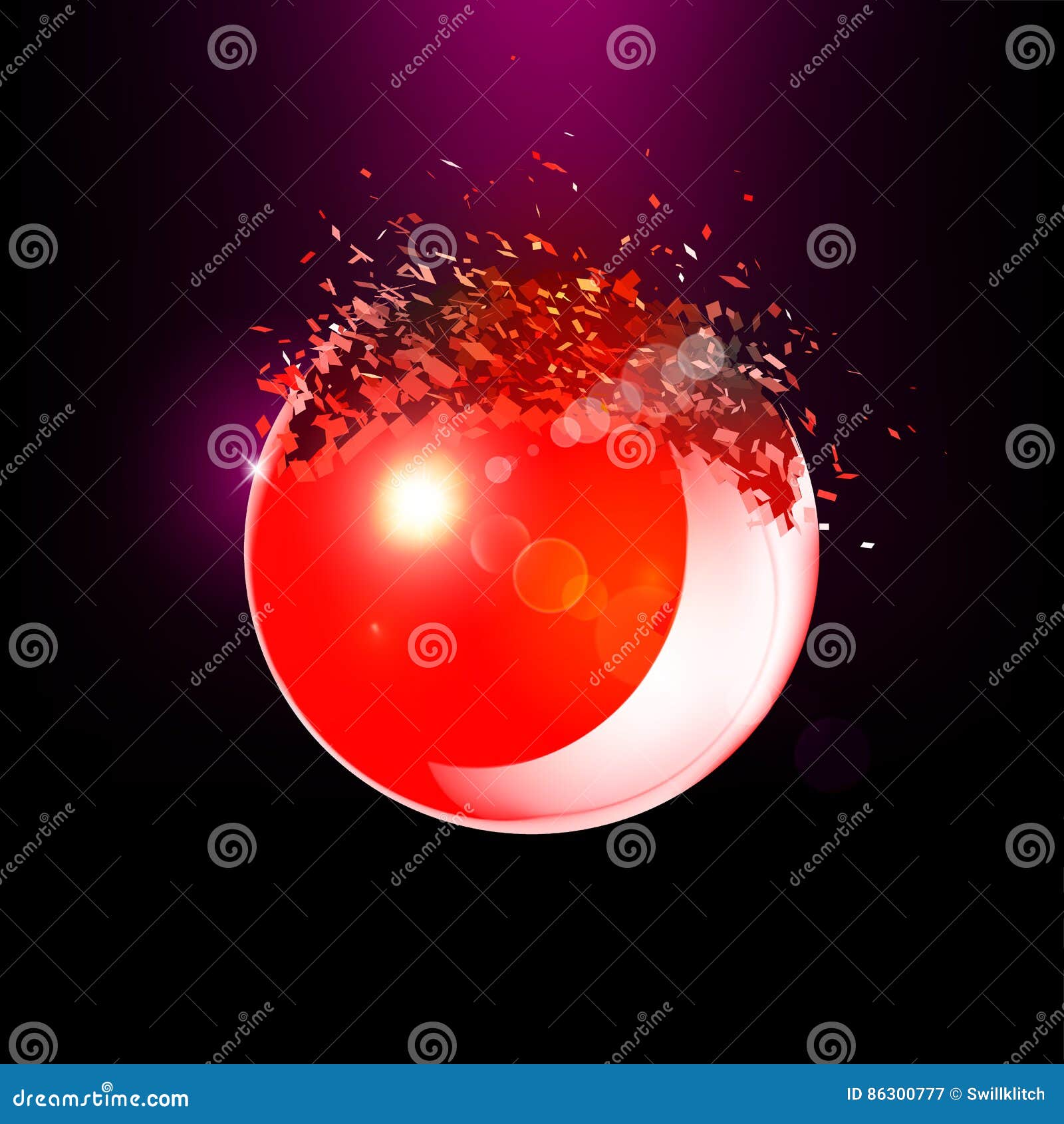 Red 3D Ball Exploded Into Pieces Cartoon Vector | CartoonDealer.com ...