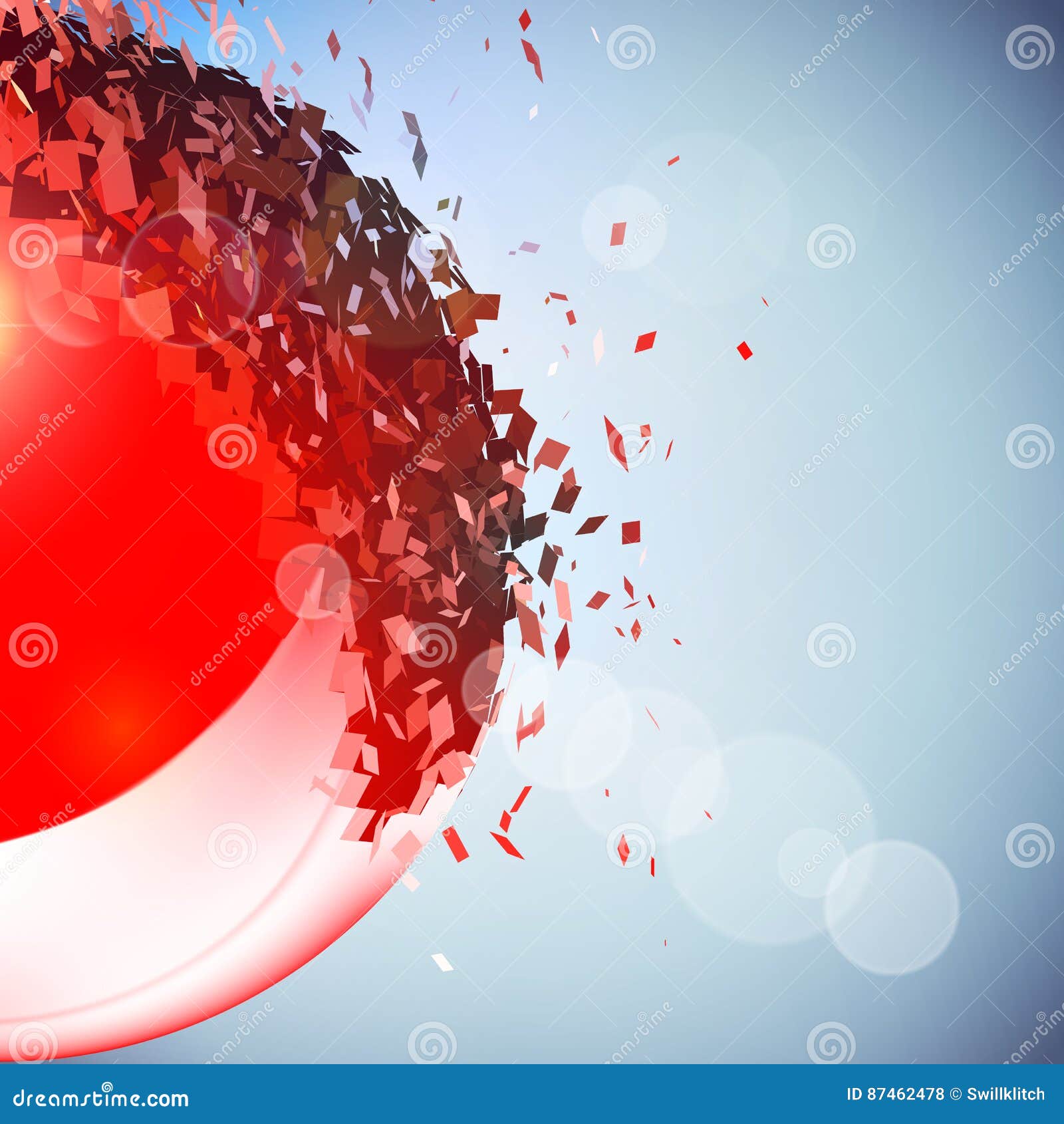 Red 3D Ball Exploded Into Pieces Cartoon Vector | CartoonDealer.com ...