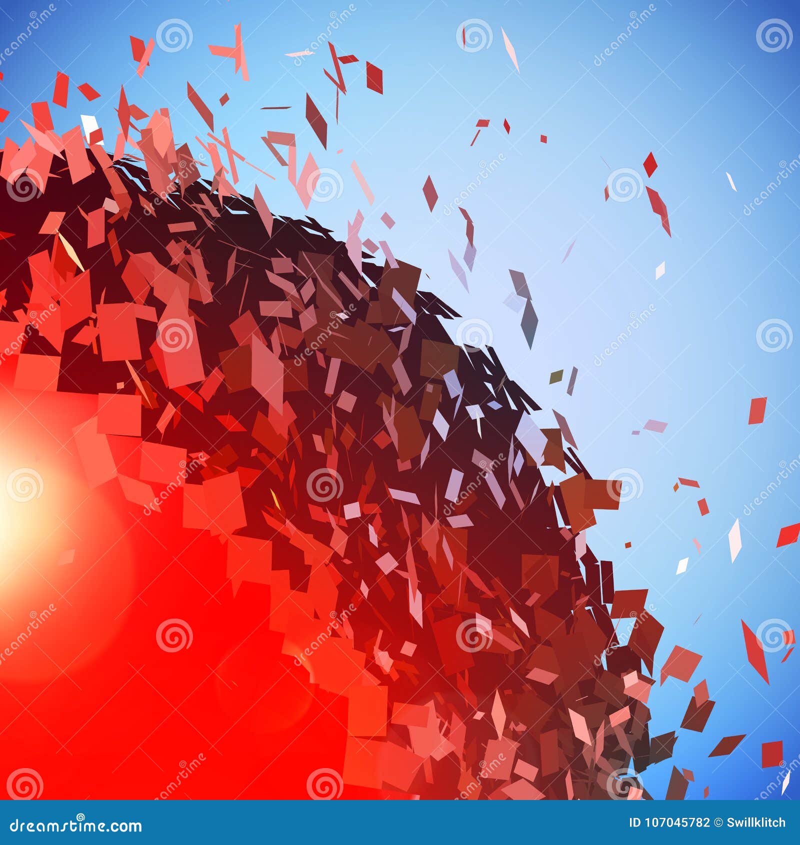 Red 3D Ball Exploded Into Pieces Cartoon Vector | CartoonDealer.com ...