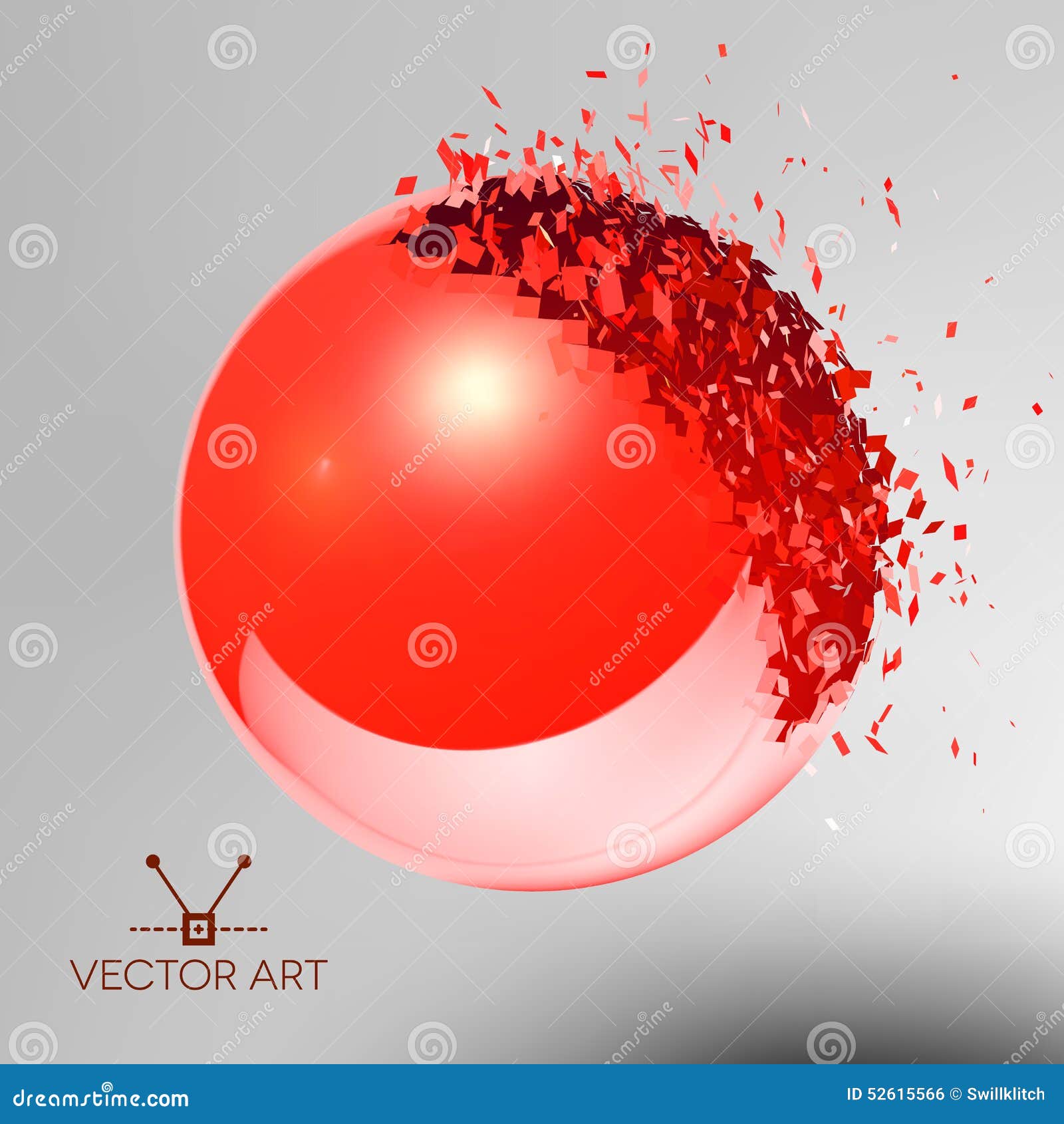 Red 3D Ball Exploded into Pieces Stock Vector - Illustration of circle ...