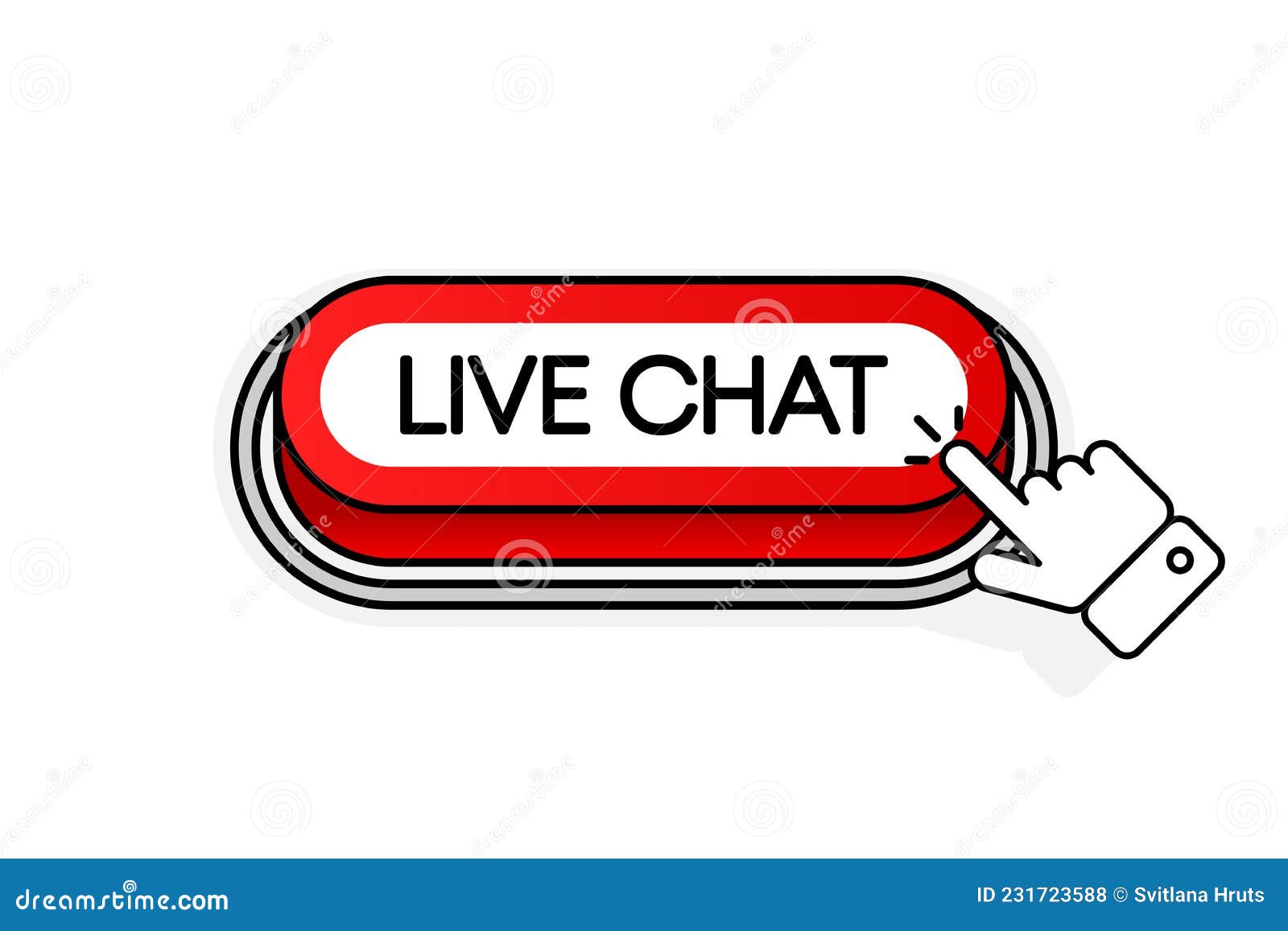 Red 3D Button with the Inscription Live Chat, Isolated on a White ...