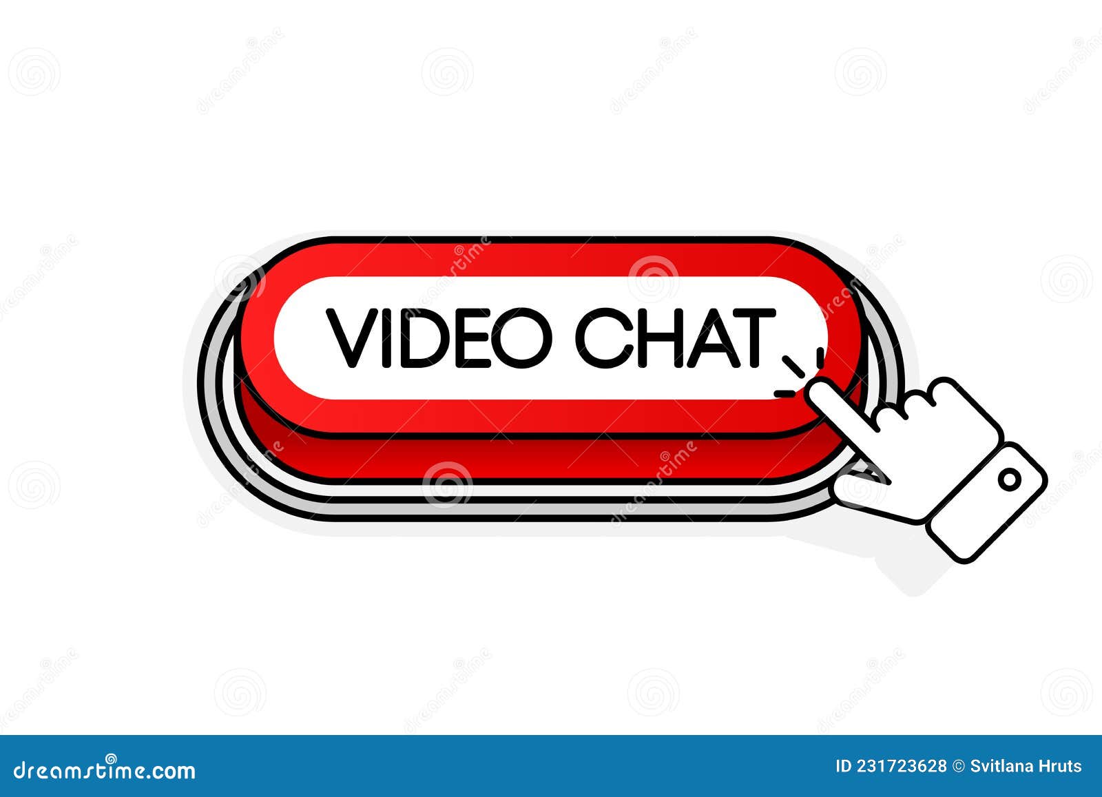 Red 3D Button With The Inscription Video Chat, Isolated On A White ...