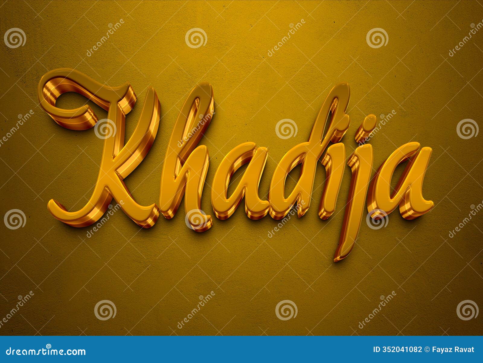 Golden 3D Editable Text Effect Of Arabic Name Khadija Royalty-Free ...