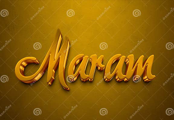 Golden 3D Editable Text Effect of Arabic Name Maram Stock Photo - Image ...
