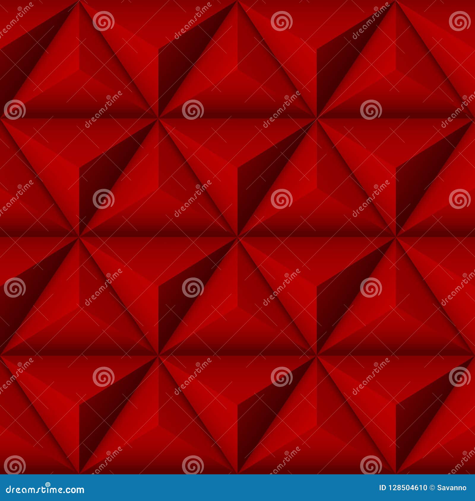 Red 3d Geometric Pattern with Pyramids. Abstract Seamless Background ...